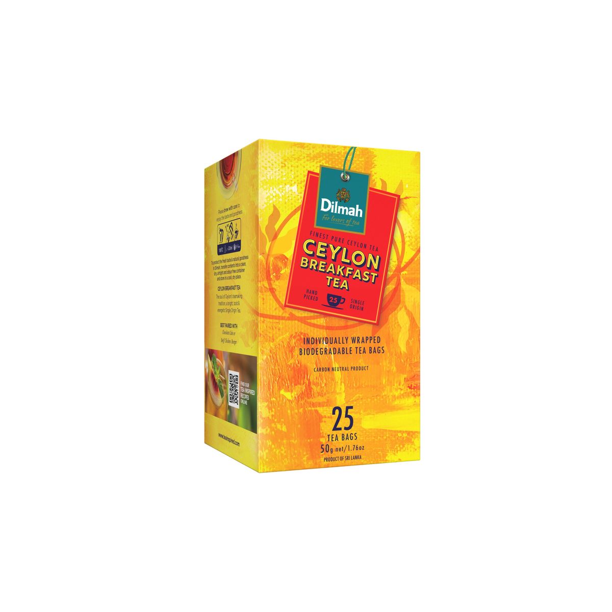 YUM Ceylon Breakfast Black Tea Pack-25 Individually Wrapped Tea Bags ...